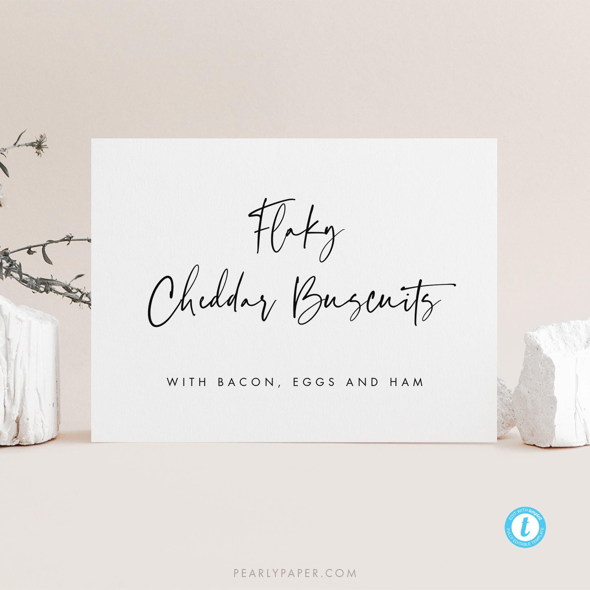 Modern Buffet card template Wedding Buffet label Modern Script | Etsy