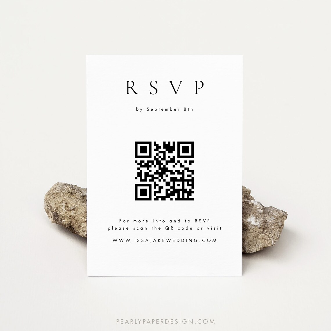QR Code RSVP Card Template, Minimalist Wedding Response Card, Printable ...