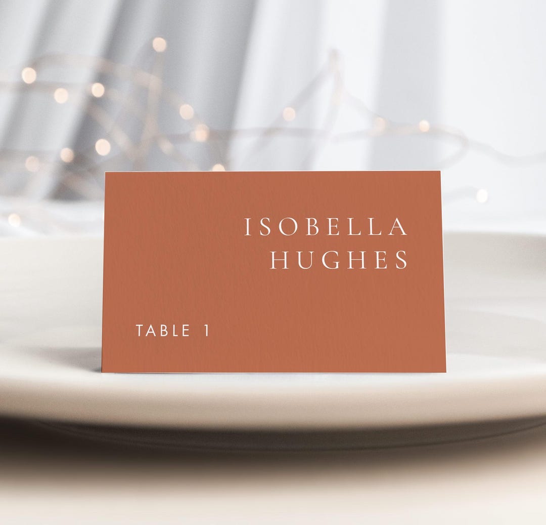 Terracotta Place Cards Template Digital Download, Burnt Orange Place ...