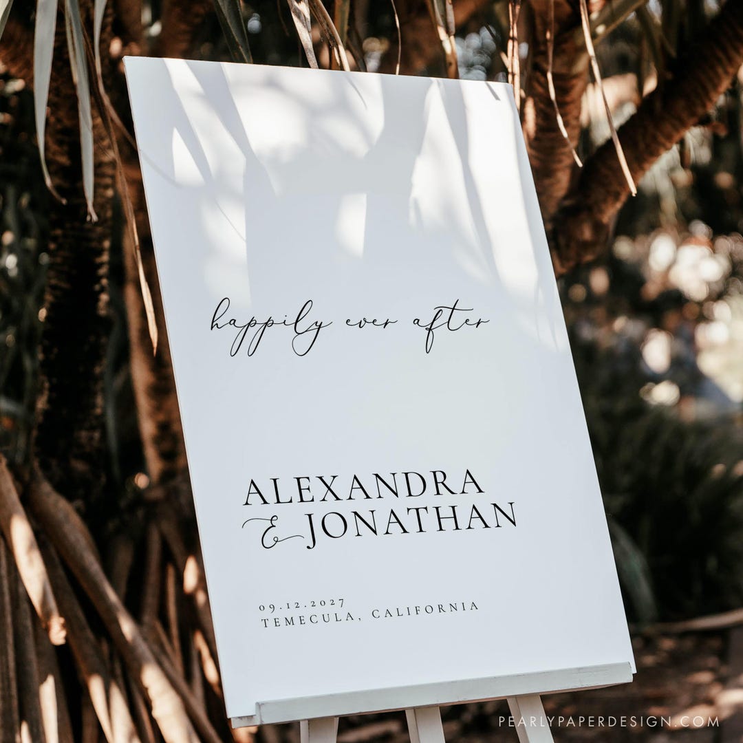 Happily Ever After Party Welcome Sign Template, Minimalist Wedding ...