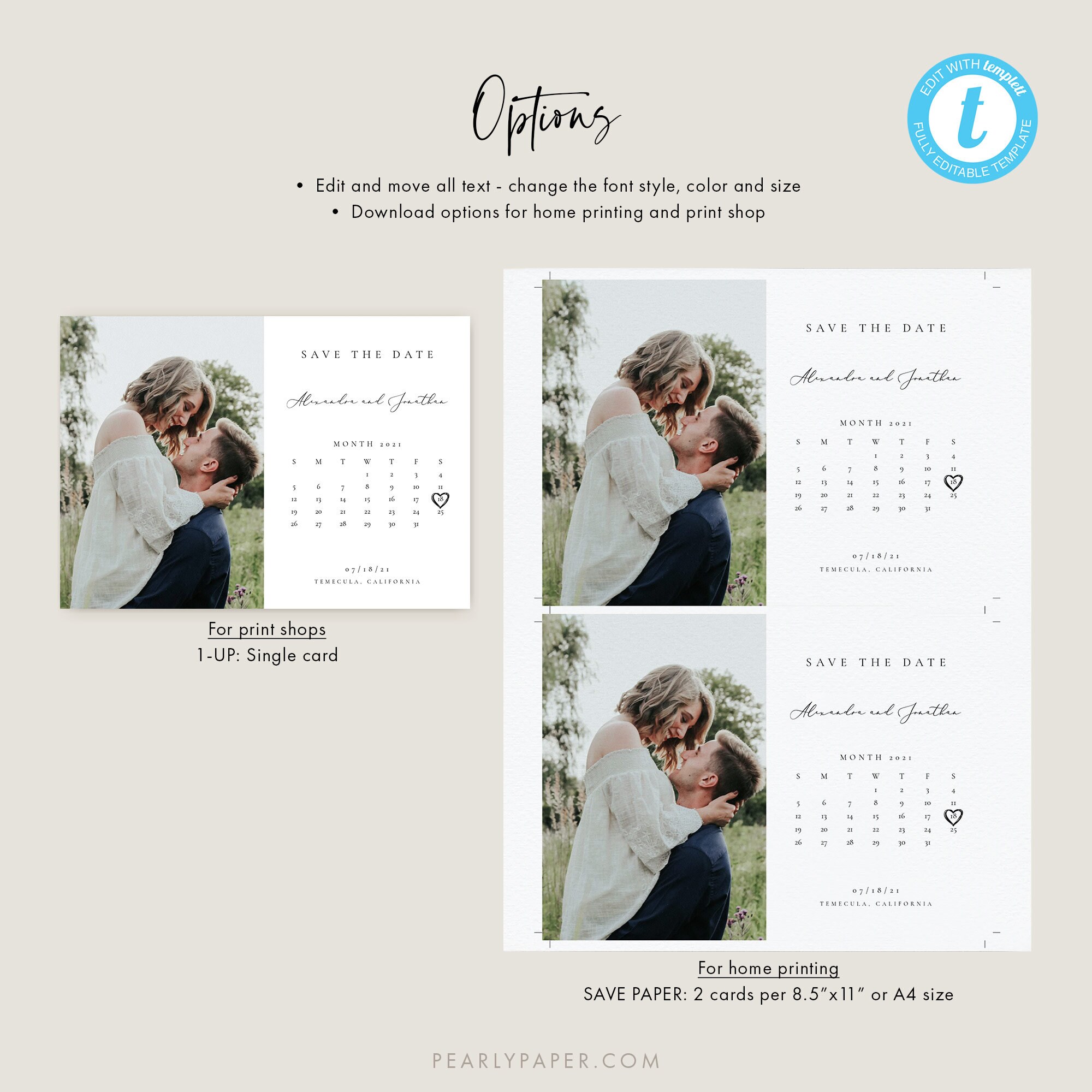 Calendar Save the Date Template Editable Invite Simple and - Etsy