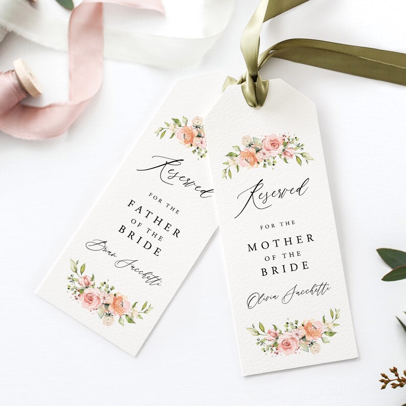 Reserved Seating Tag Wedding Seating Tag Template Floral | Etsy