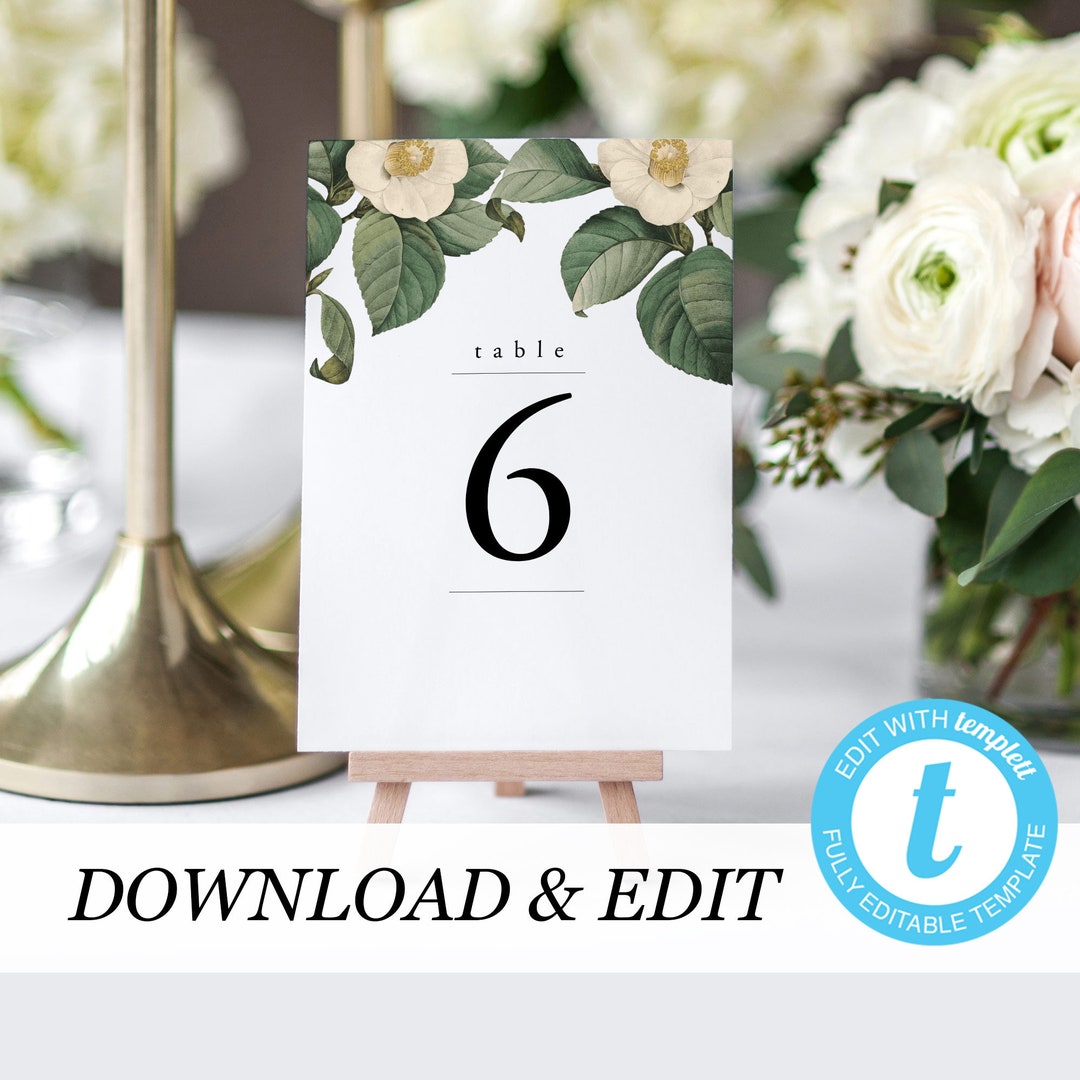 Rustic Table Numbers Template, Templett, Printable Template, Wedding ...