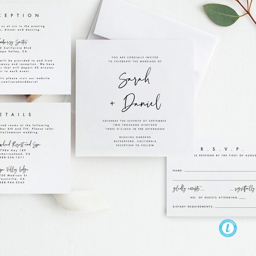 Square Wedding Invitation Template Invitation Set Templett - Etsy