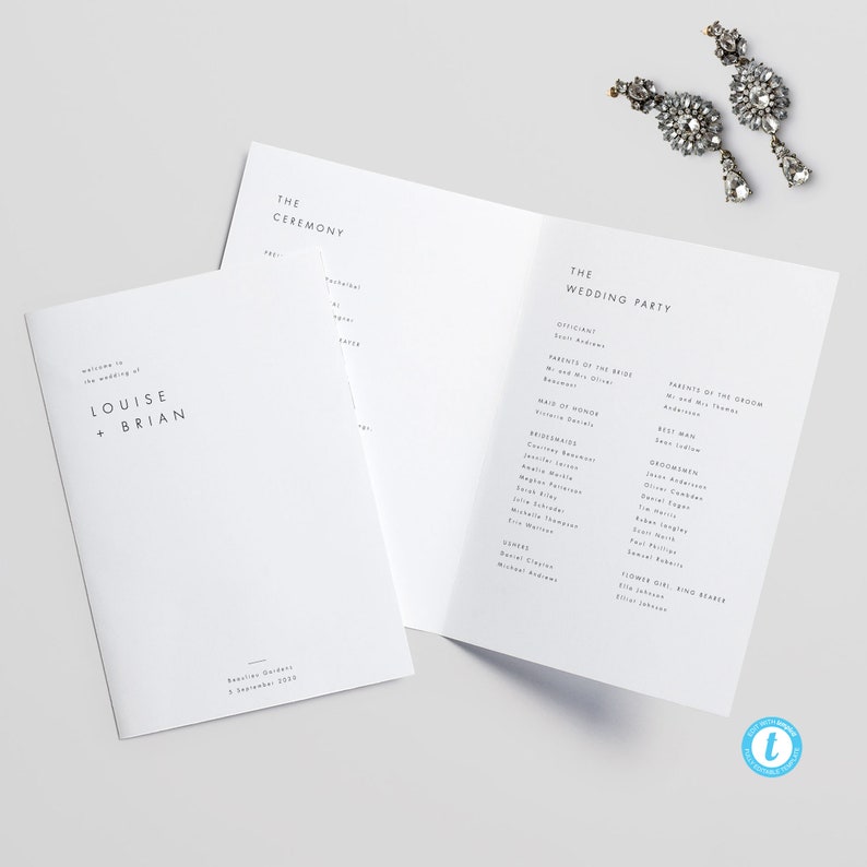 Minimalist Wedding Program Booklet Wedding Ceremony Program - Etsy