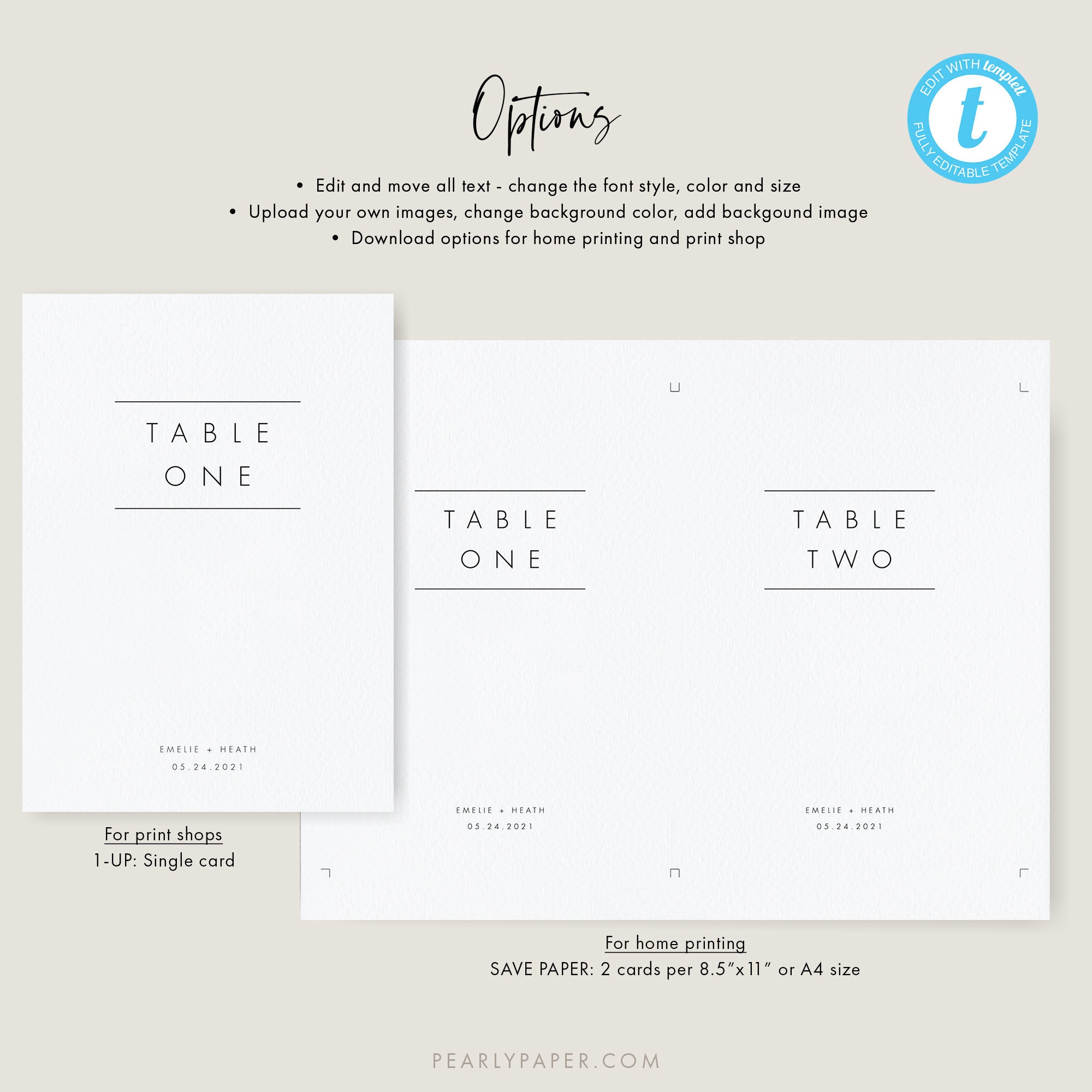 MODERN Table numbers template download Templett Wedding table | Etsy