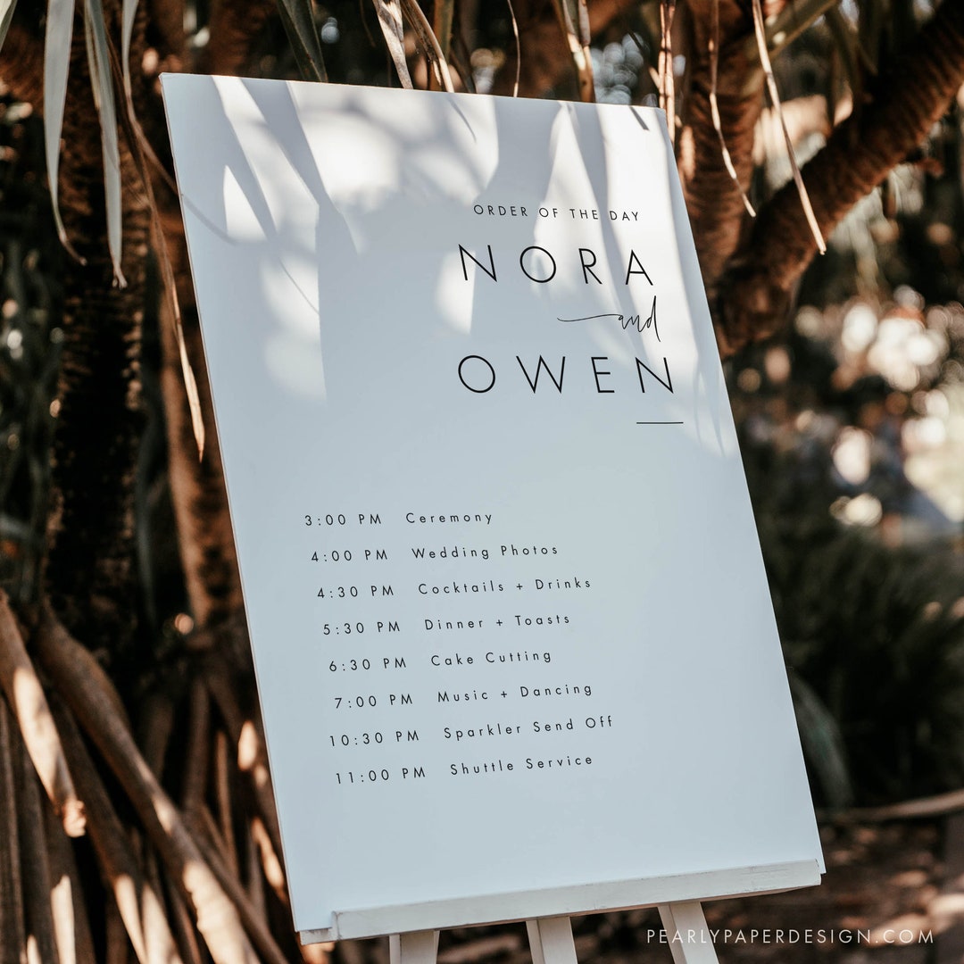 Order of Events Sign Template Download, Classic Wedding Timeline Sign ...