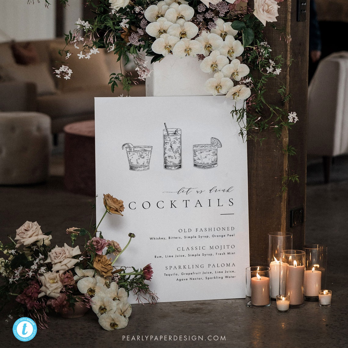 Printable Signature Cocktails Sign Template, Minimalist Wedding Bar ...