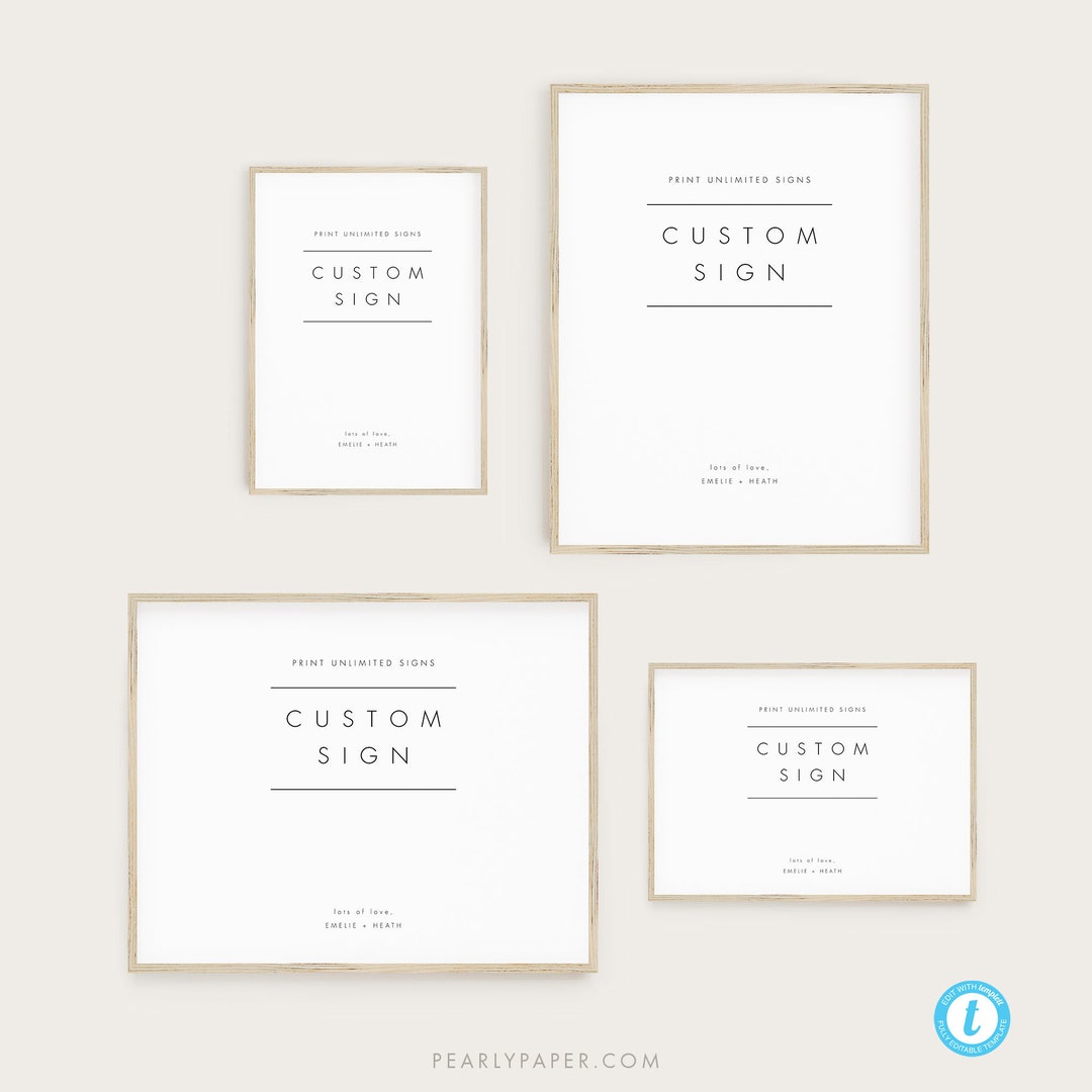 Printable Custom Sign Template Minimalist Wedding Sign Printable ...