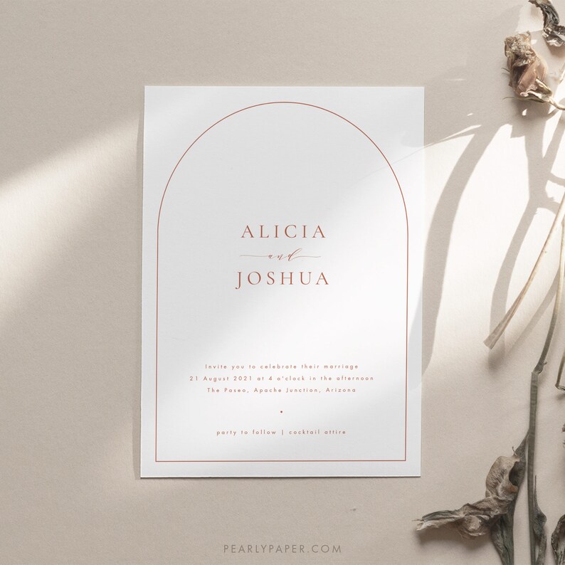 Arched Wedding Invitation Template Download Printable Wedding - Etsy