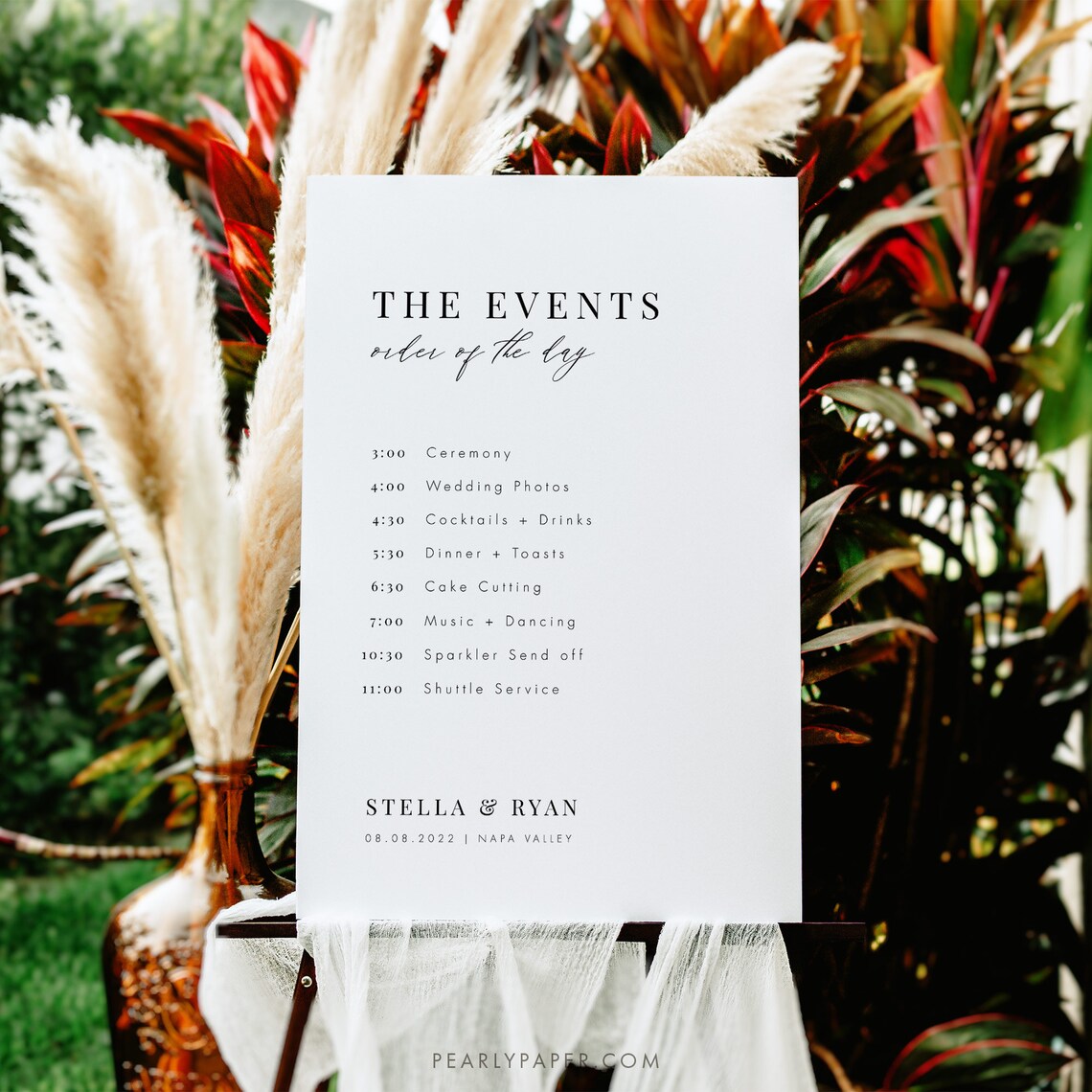 Elegant Order of Events Sign Template Download Minimalist | Etsy