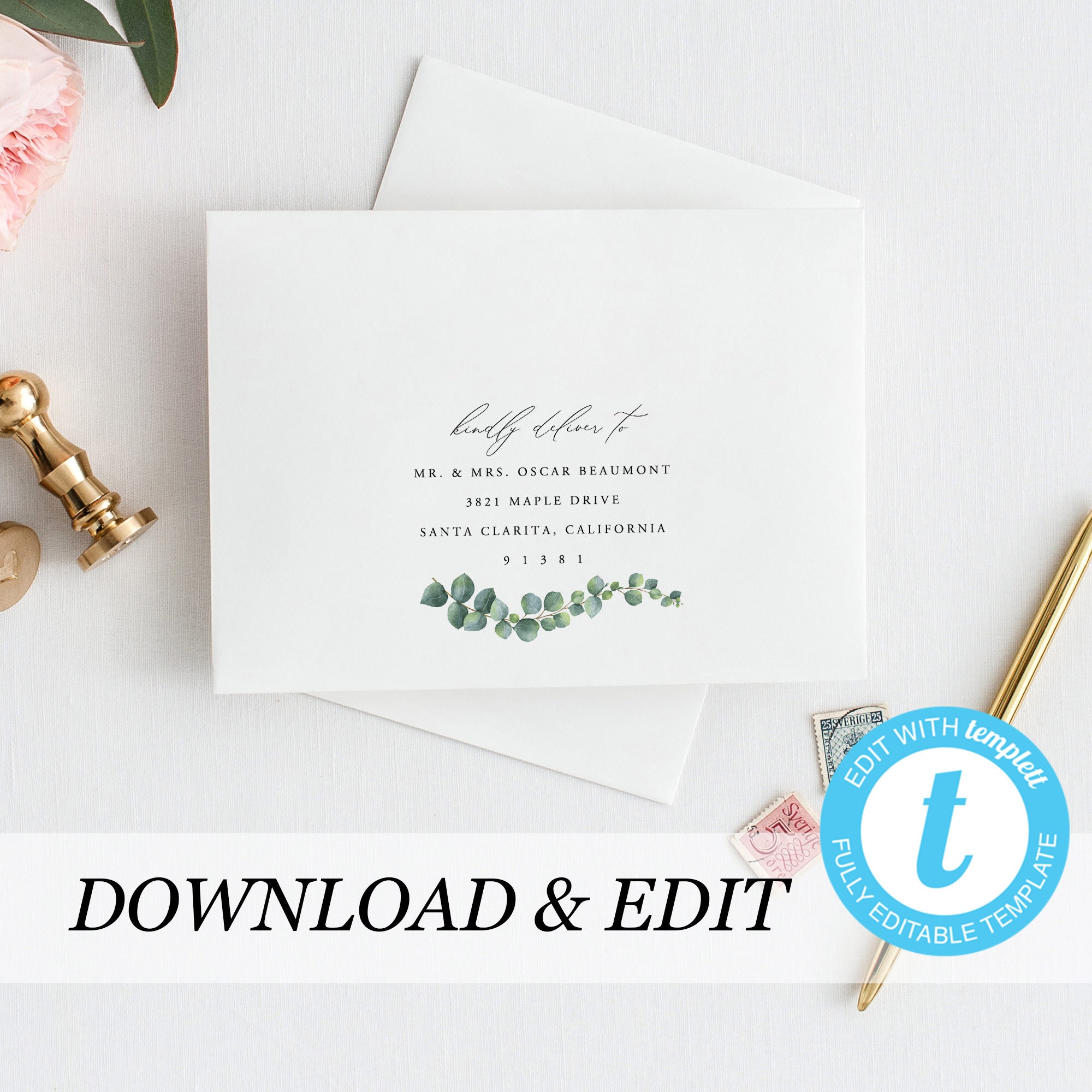 Envelope Template Printable Wedding Envelope Templett | Etsy