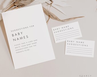 Baby Shower Name Suggestion Box & 30 Prediction Cards, Baby Shower Game ...