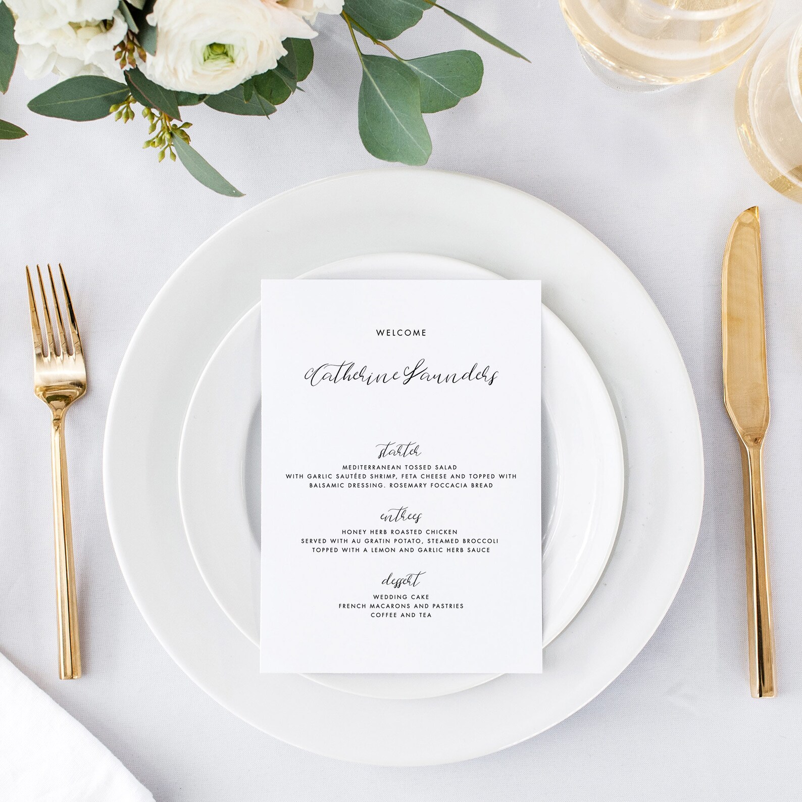 Wedding Menu Place Cards Template Printable Wedding Place Card | Etsy