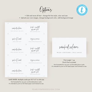 Modern Buffet Card Template Wedding Buffet Label Simple Minimalist ...