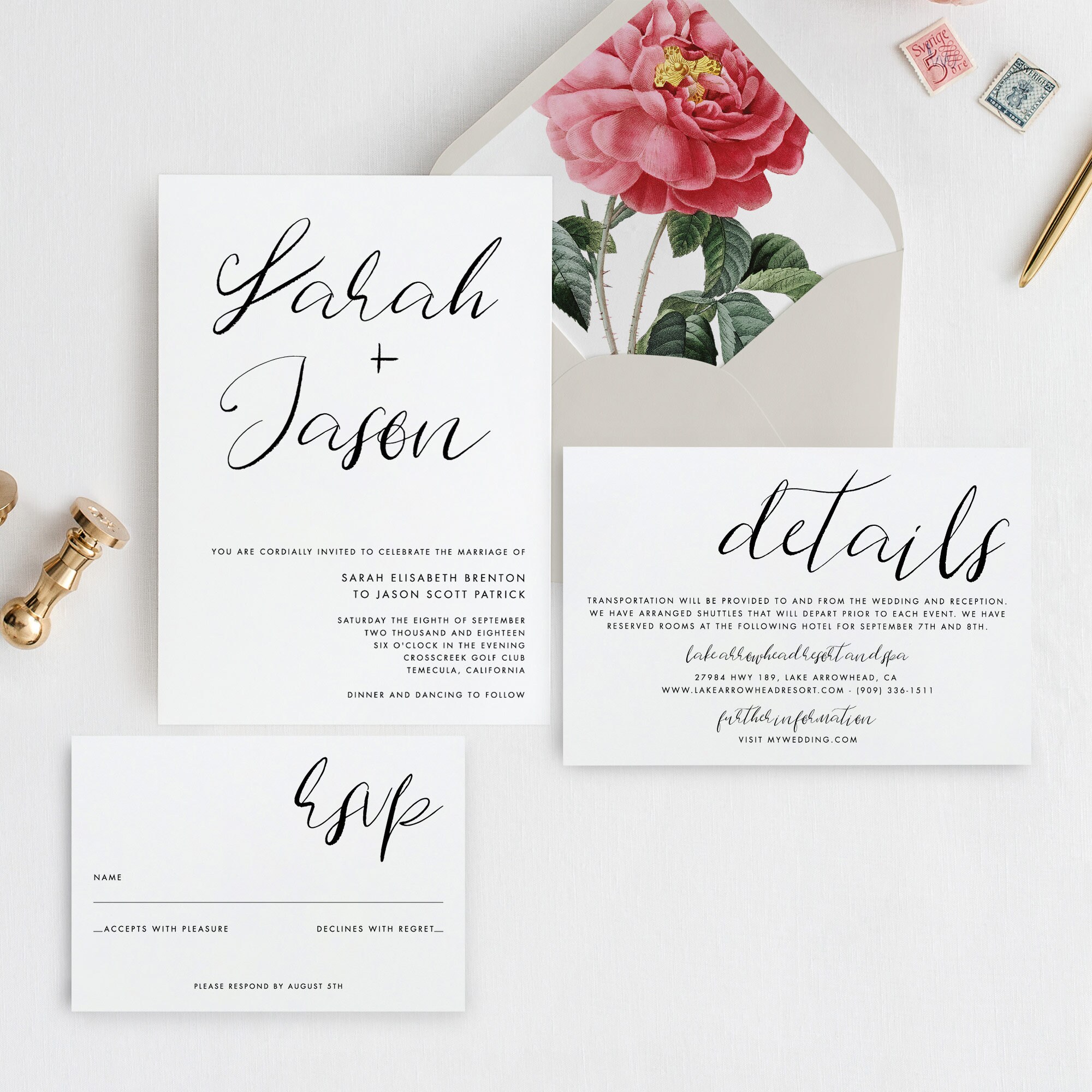 Minimalist Wedding Invitation Set Printable Invitation | Etsy
