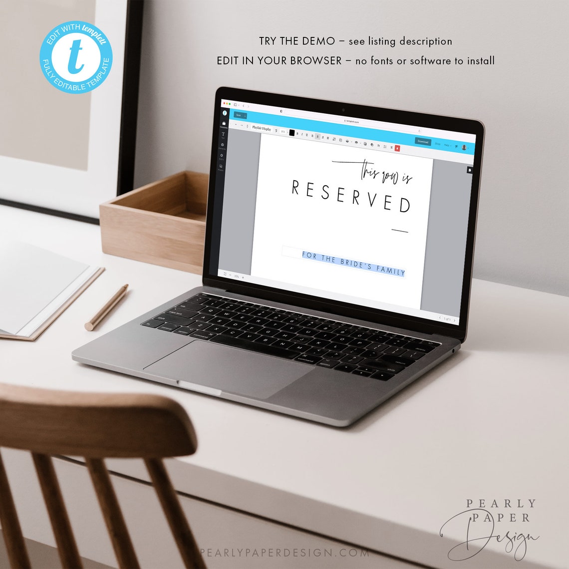 Minimalist Seating Sign Template, Reserved Seating Sign, Printable ...