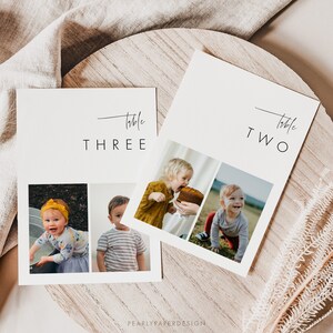 Photo Table Number Template, Baby Photo Table Card, Minimalist Table ...