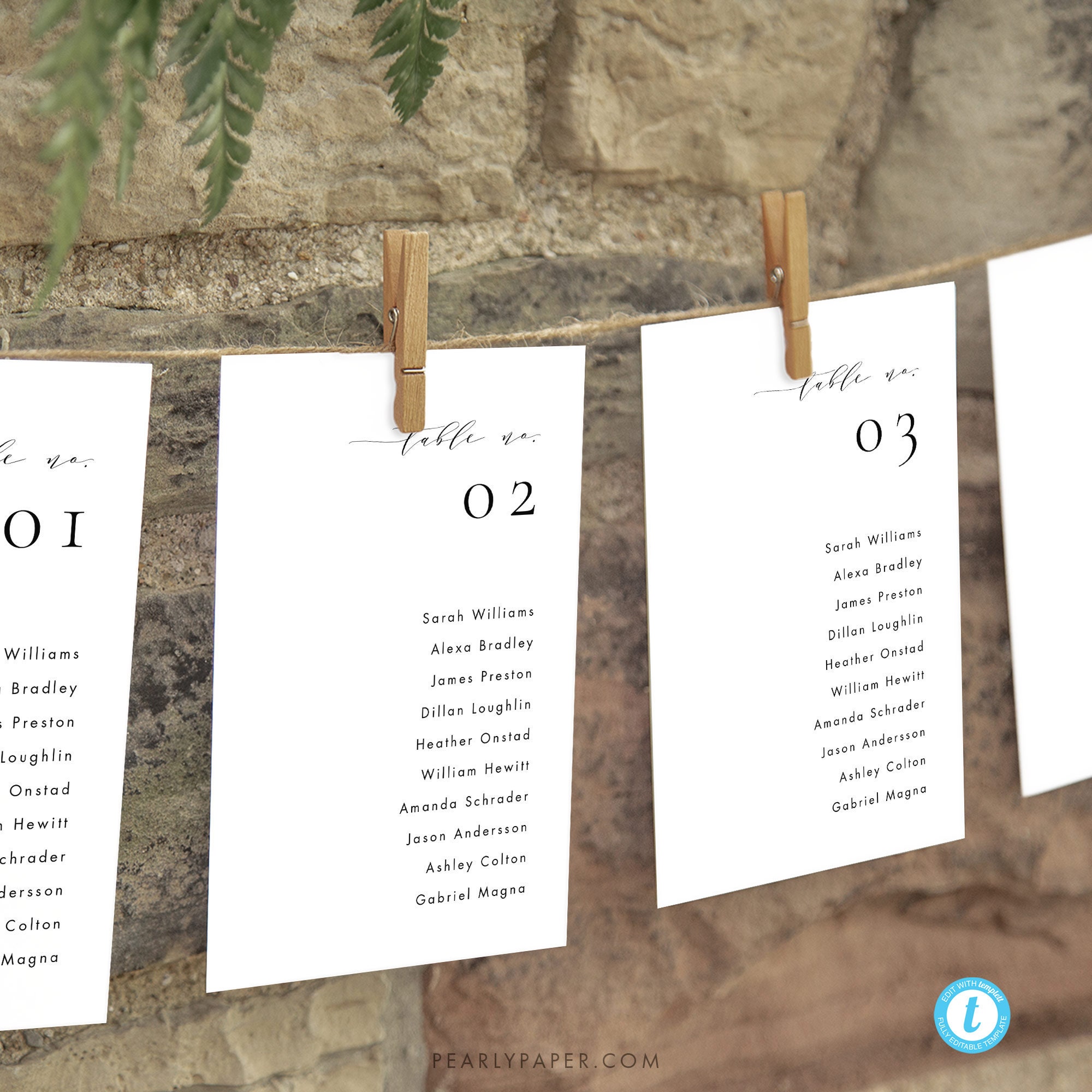 Simple Table Numbers Seating Chart Cards Template Wedding - Etsy