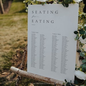 Seating Chart Sign With Long Tables, Elegant Seating Sign Template ...
