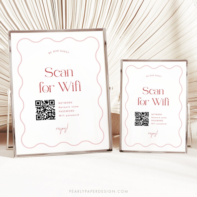 Wifi Password Sign Template, Wedding Wi-fi QR Code Sign, Wifi Password ...