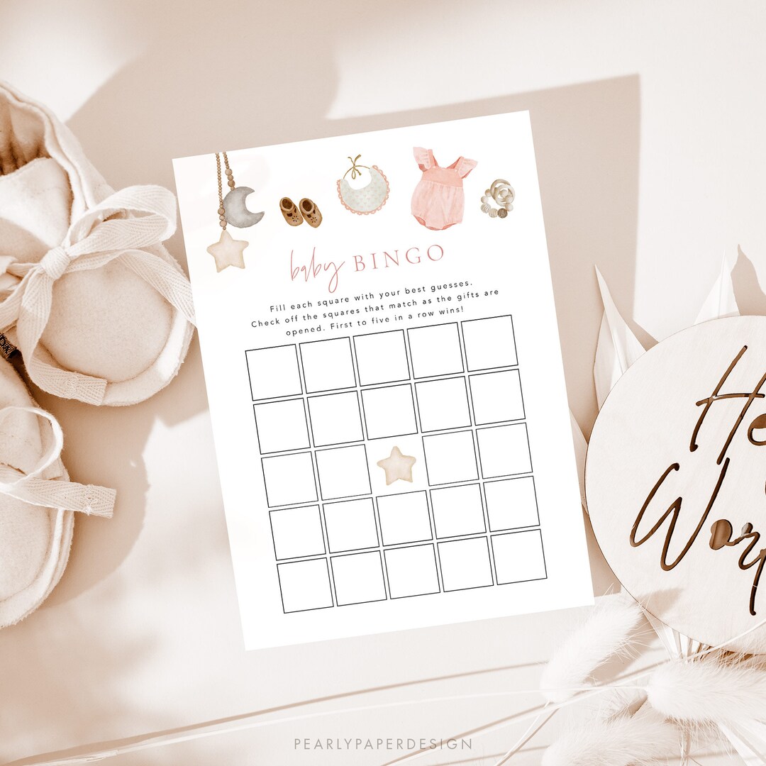 Baby Shower Bingo Game Template, Printable Baby Shower Activity Game ...