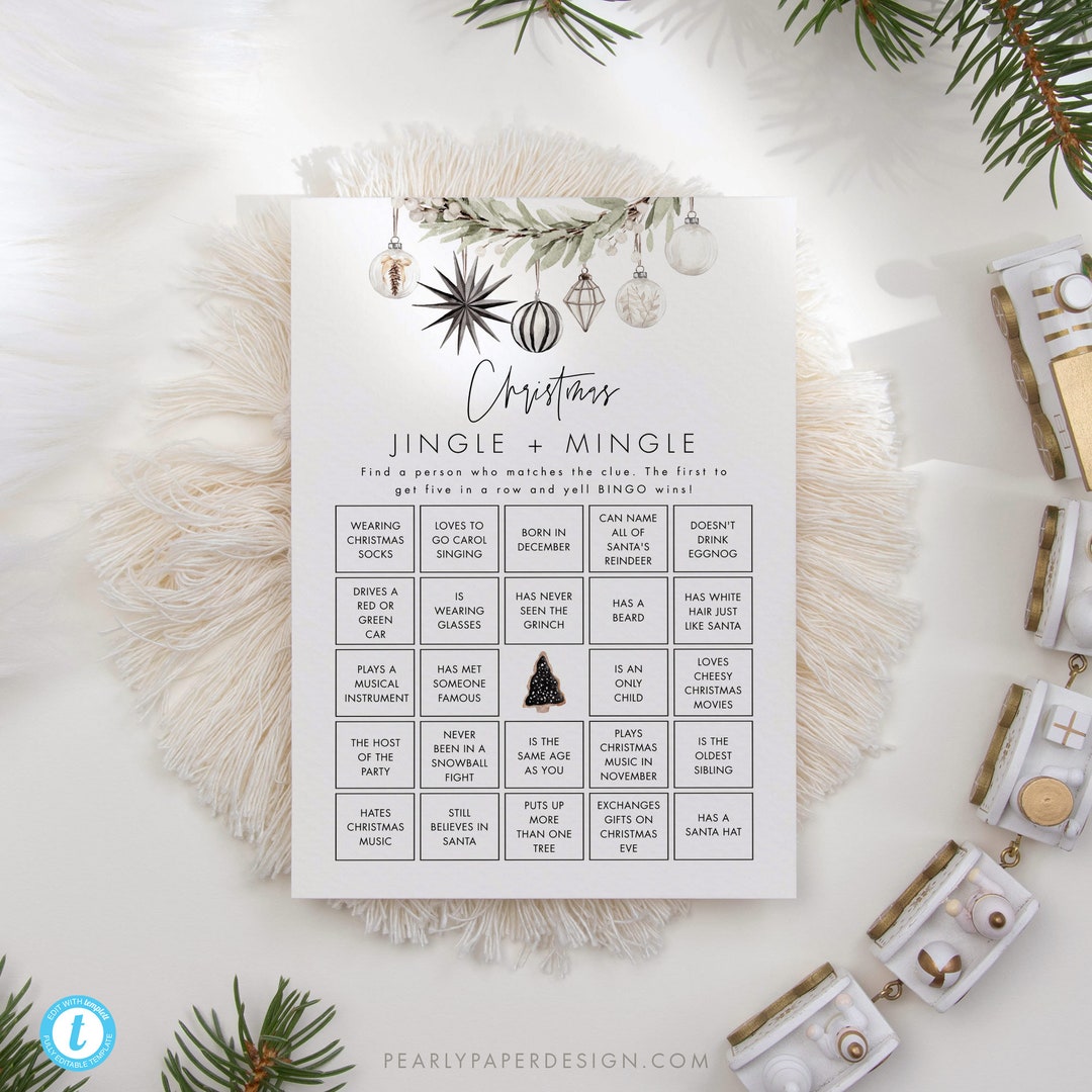 Jingle and Mingle Game Download, Find the Guest Bingo Game Template ...