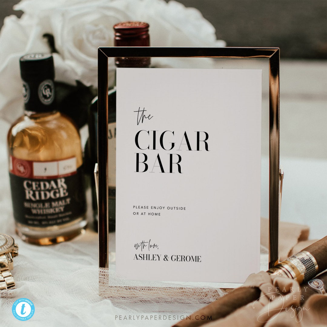 Cigar Bar Sign Template, Wedding Cigar Sign, Modern Minimalist Cigar ...