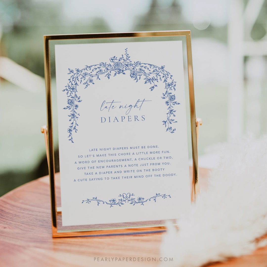Late Night Diapers Sign Template, Toile Printable Late Night Diaper ...