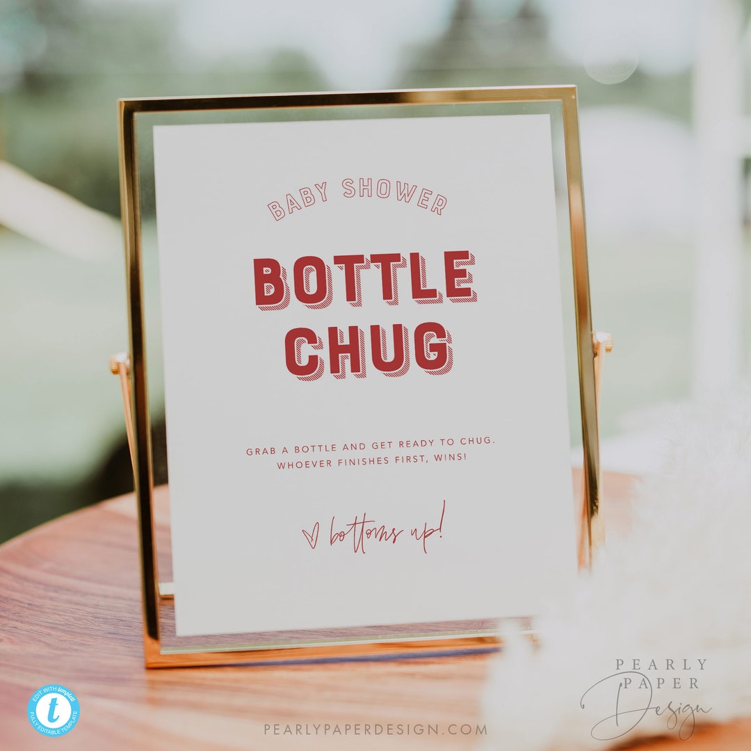 Bottle Chug Game Sign Template, Printable Baby Game Sign, Baby Shower ...
