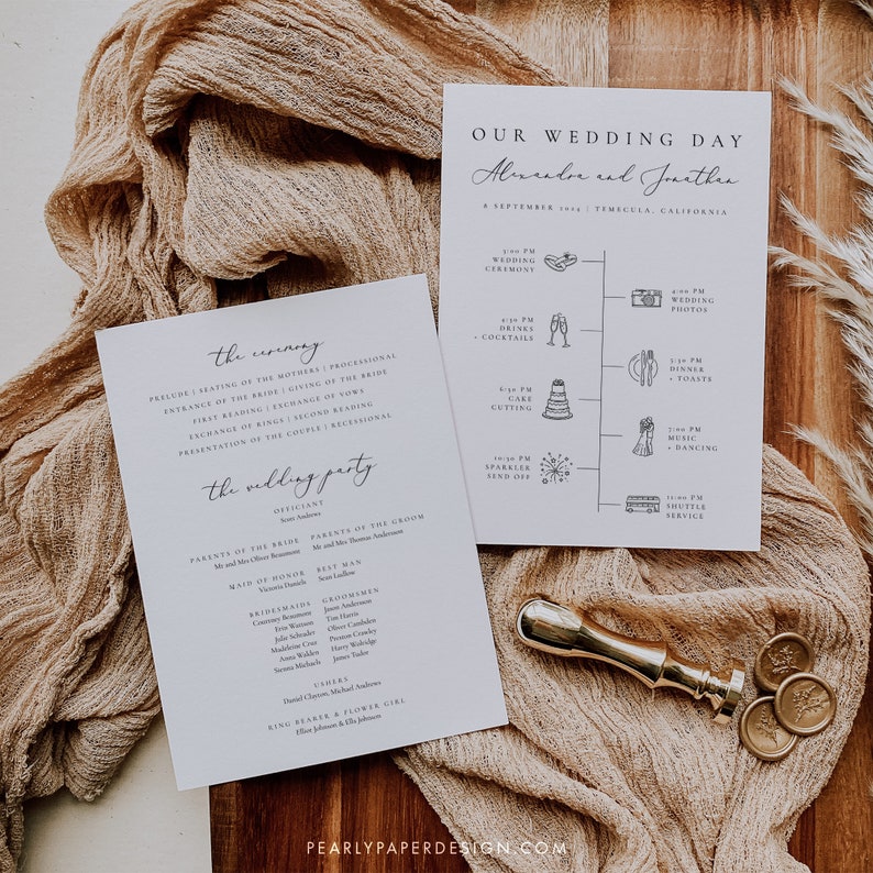Printable Wedding Ceremony Program Fan Template Simple - Etsy