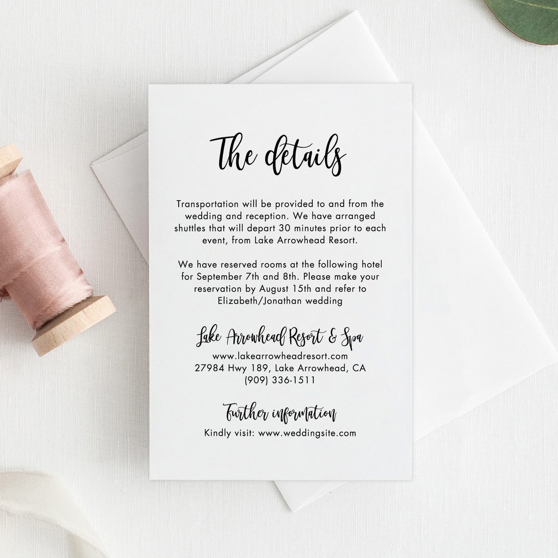 Details Card Template Details Card Wedding Insert Printable | Etsy