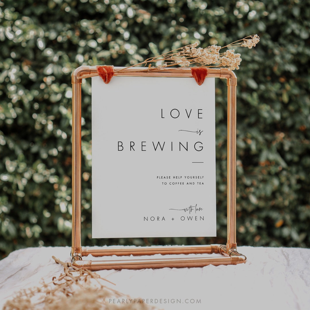 Love is Brewing Sign Template, Coffee Bar Table Sign, Minimalist Coffee ...
