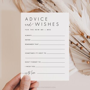 Wedding Advice and Wishes Template, Wedding Advice Card, Editable ...