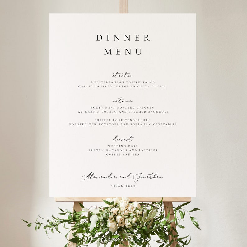 Modern Menu Sign Template Buffet Sign Minimalist Wedding Menu - Etsy
