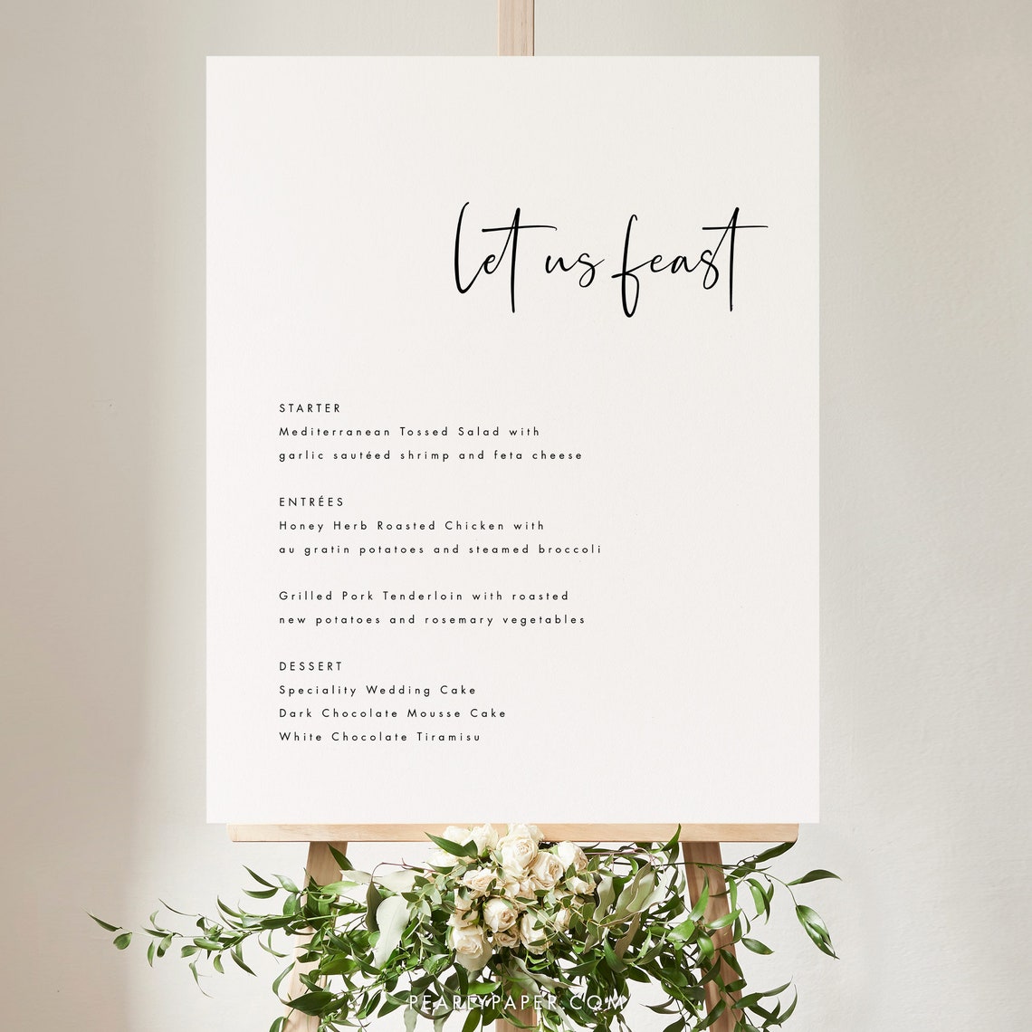 Wedding Menu Sign Template Buffet Sign Minimalist Menu Poster Wedding ...