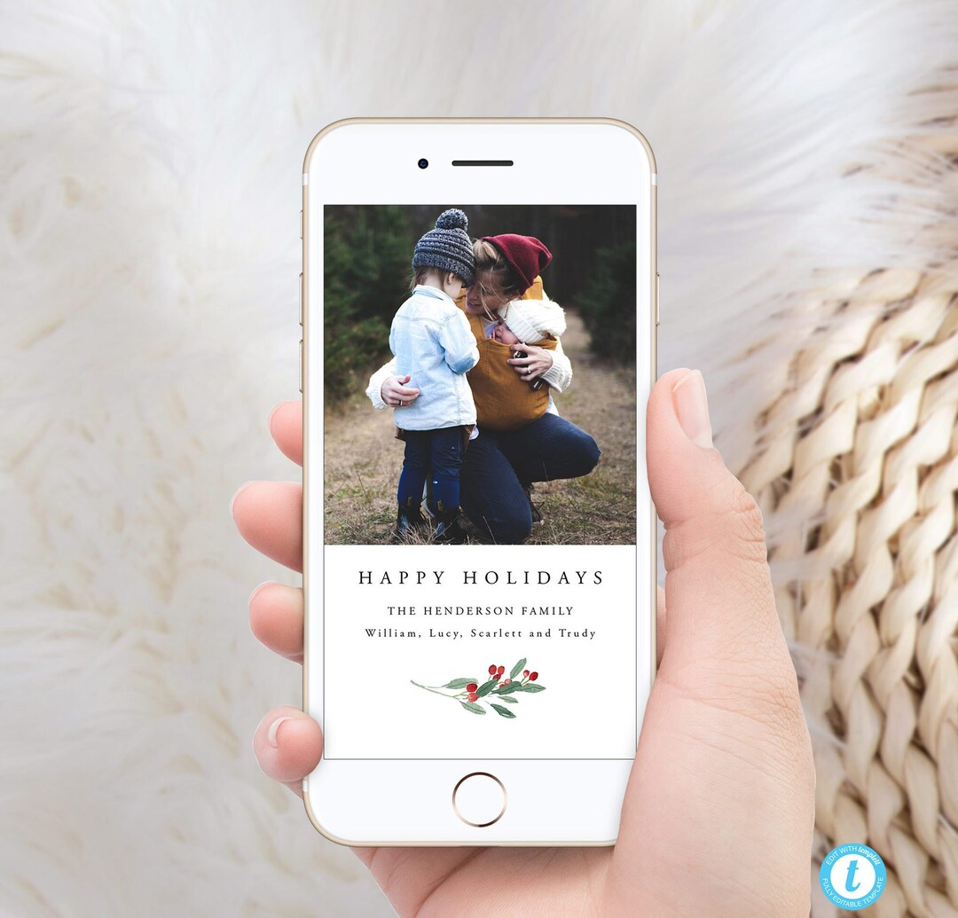 Electronic Photo Christmas Card Template, Electronic Simple Christmas ...