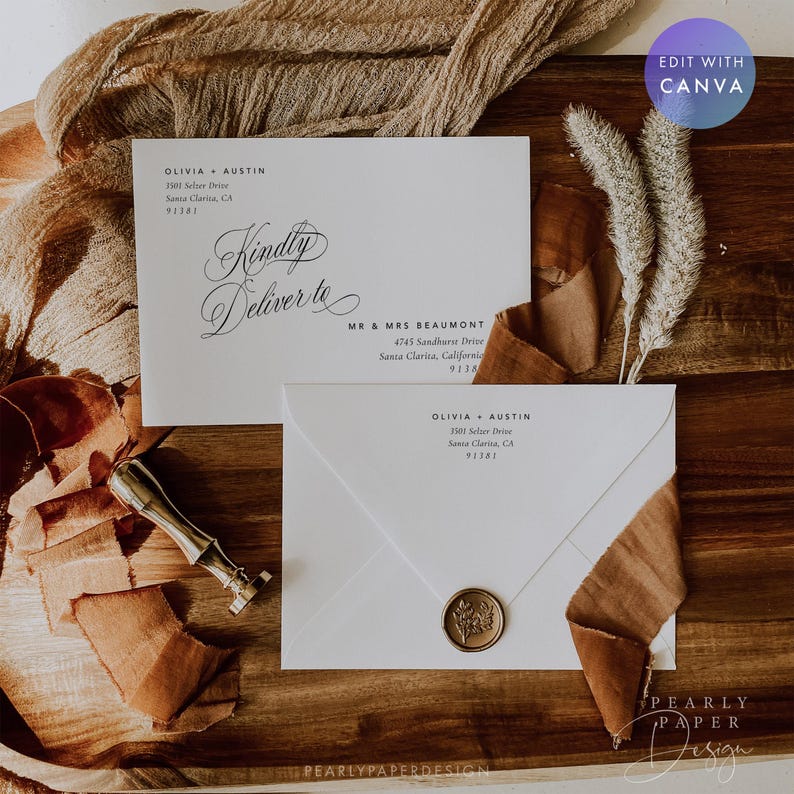 Modelo de endereçamento de envelope A7 para Canva, modelo de endereço ...