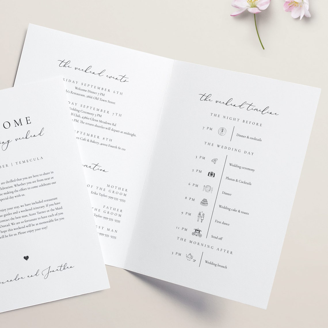 Wedding Weekend Itinerary Template Weekend Timeline Program | Etsy