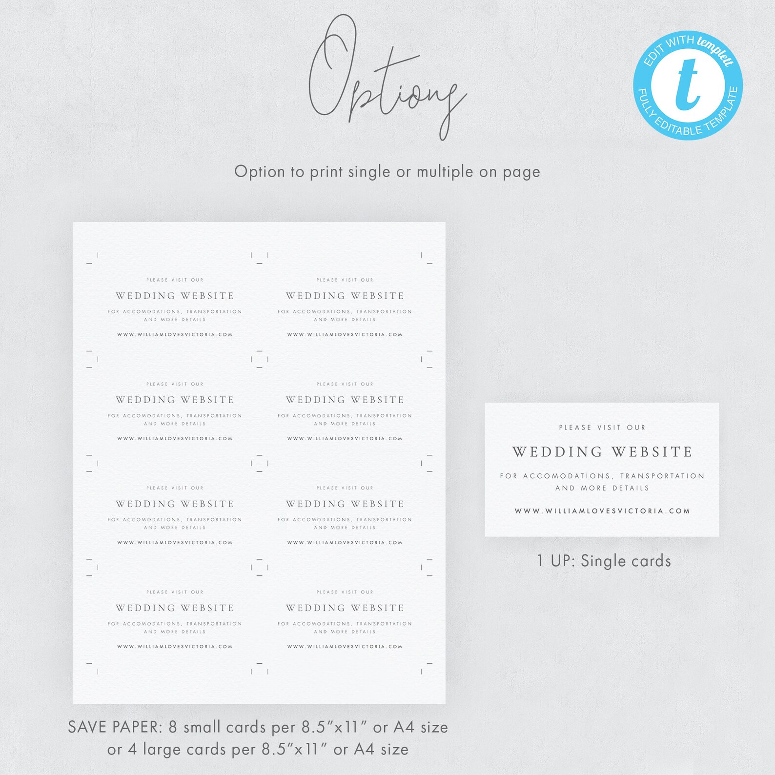 Wedding Website Insert Card Wedding Insert Template Download Simple ...