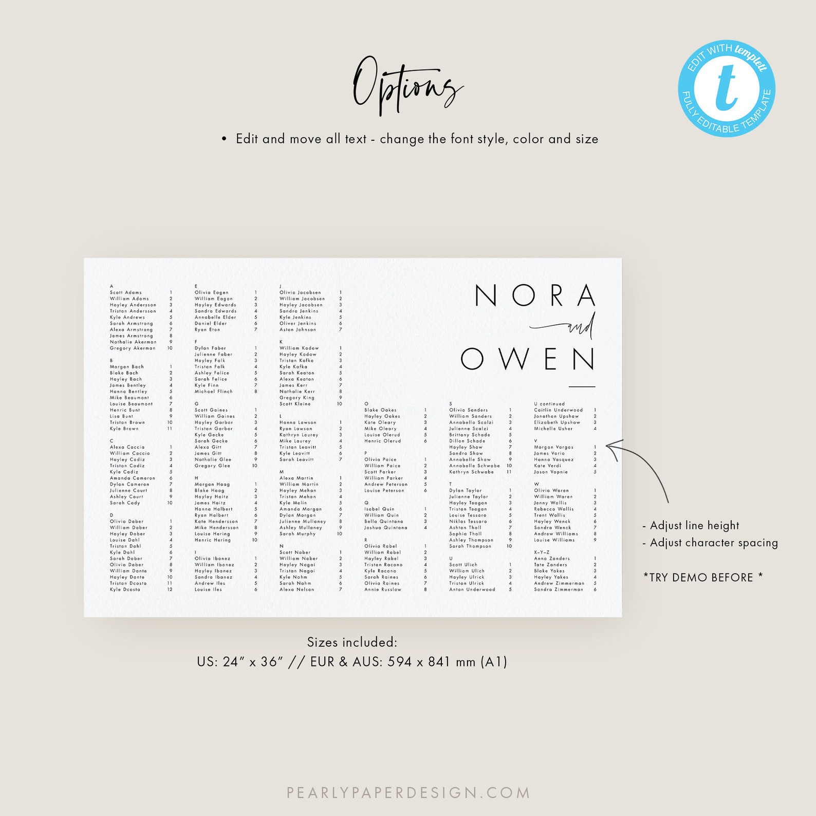 Alphabetical Seating Chart Template Download Minimalist Seating ...