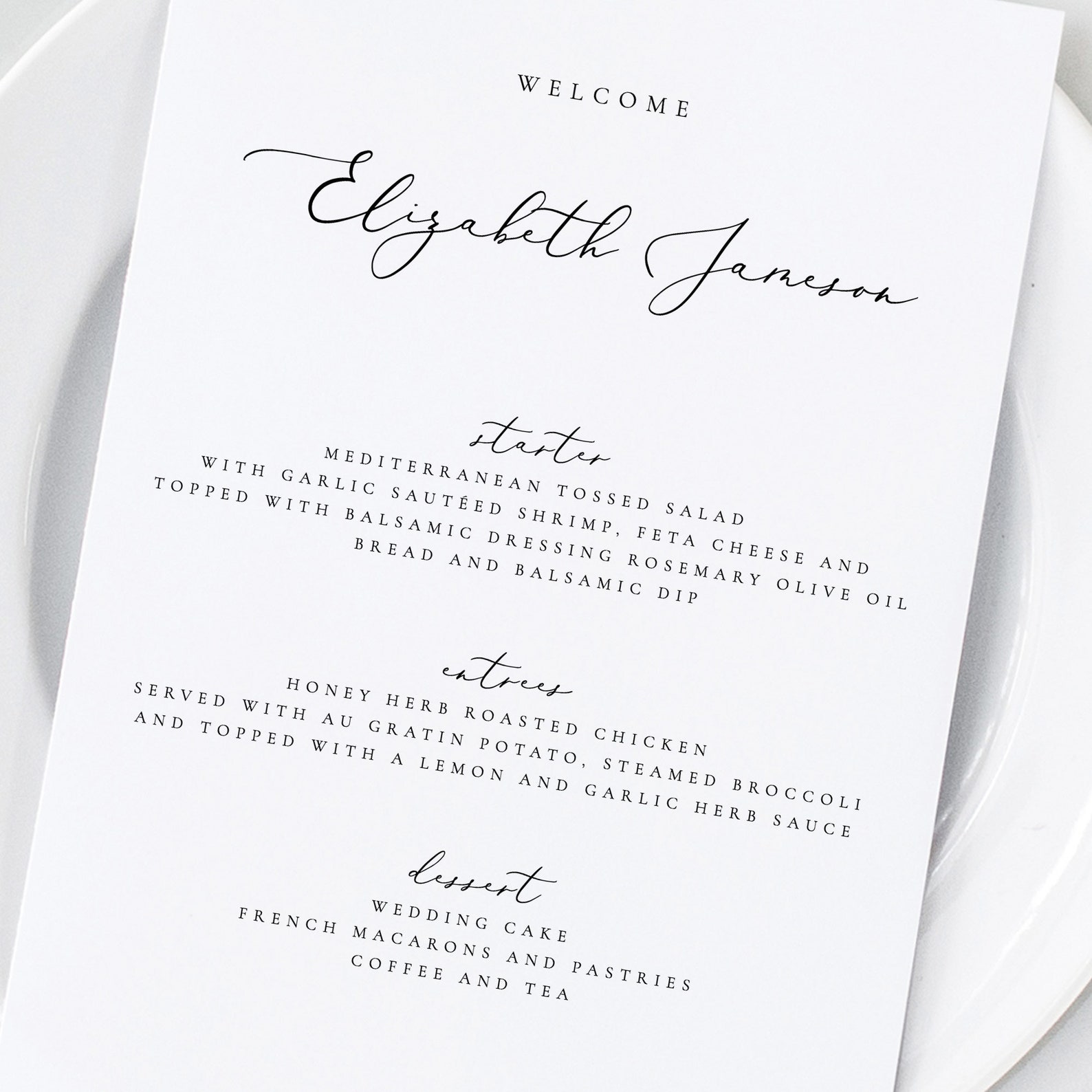 Wedding Menu Place Cards Template Printable Wedding Place Card - Etsy