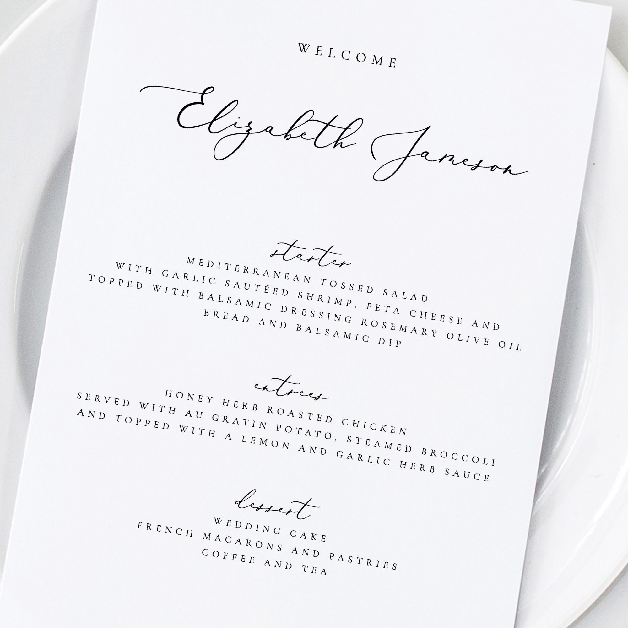 Wedding Menu Place Cards Template Printable Wedding Place Card - Etsy