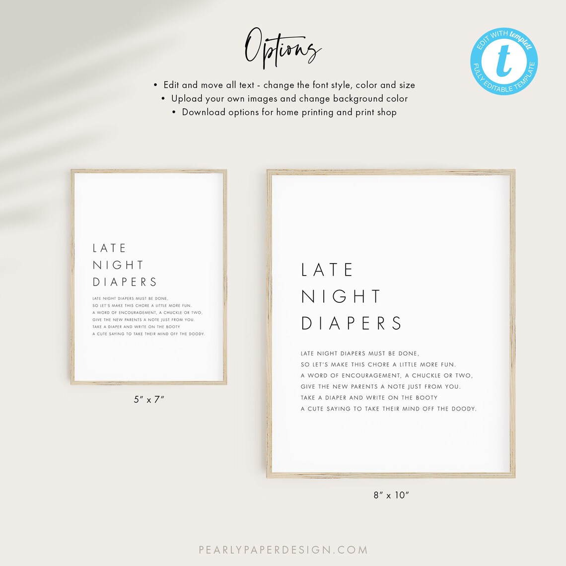 Late Night Diapers Sign Template, Printable Late Night Diaper Sign ...
