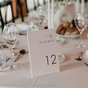 Editable Table Numbers Template, Minimalist Wedding Table Cards ...
