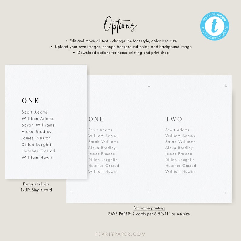 Printable Seating Cards Template for a Small Wedding Modern - Etsy