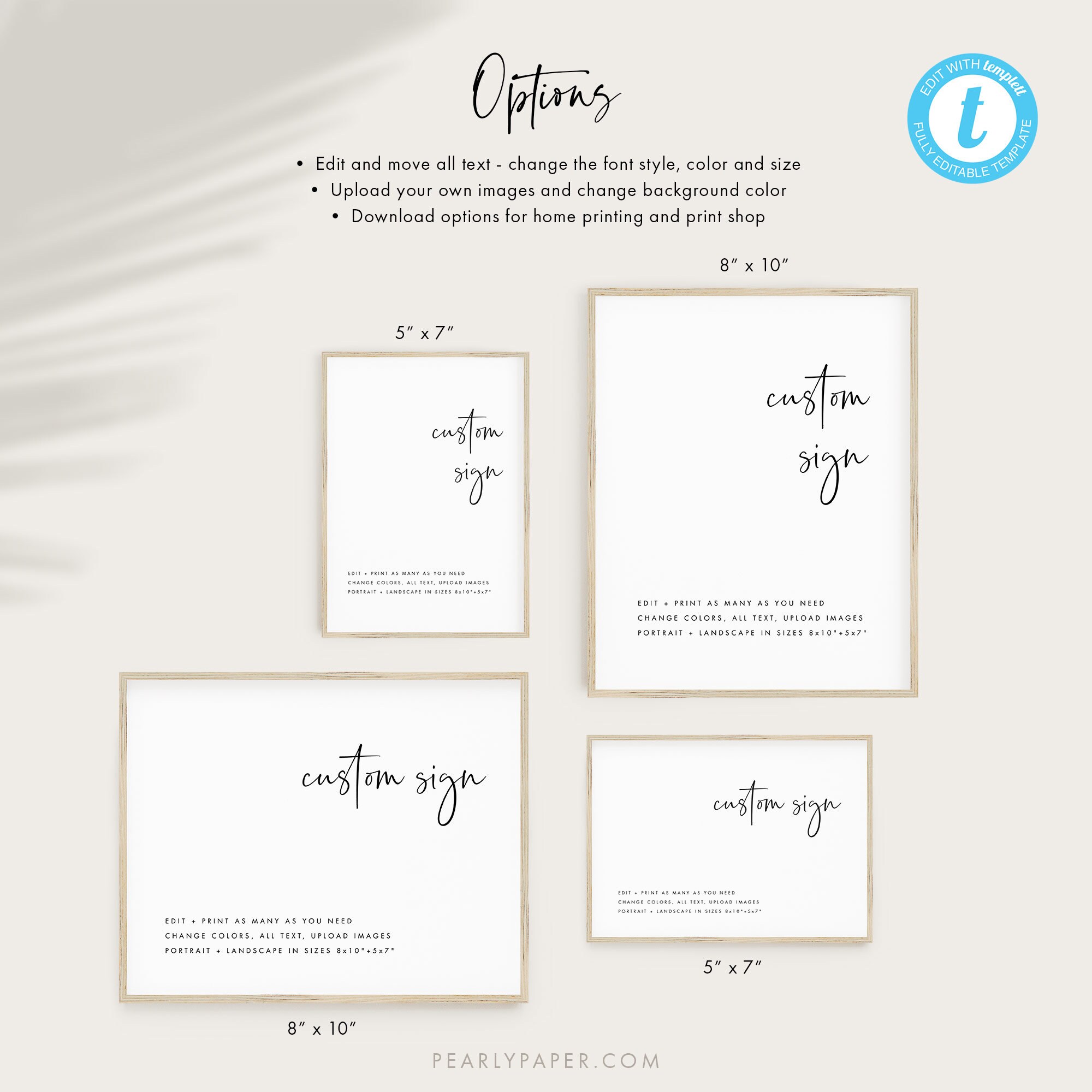 Printable Custom Sign Template Modern Wedding Sign Templett | Etsy