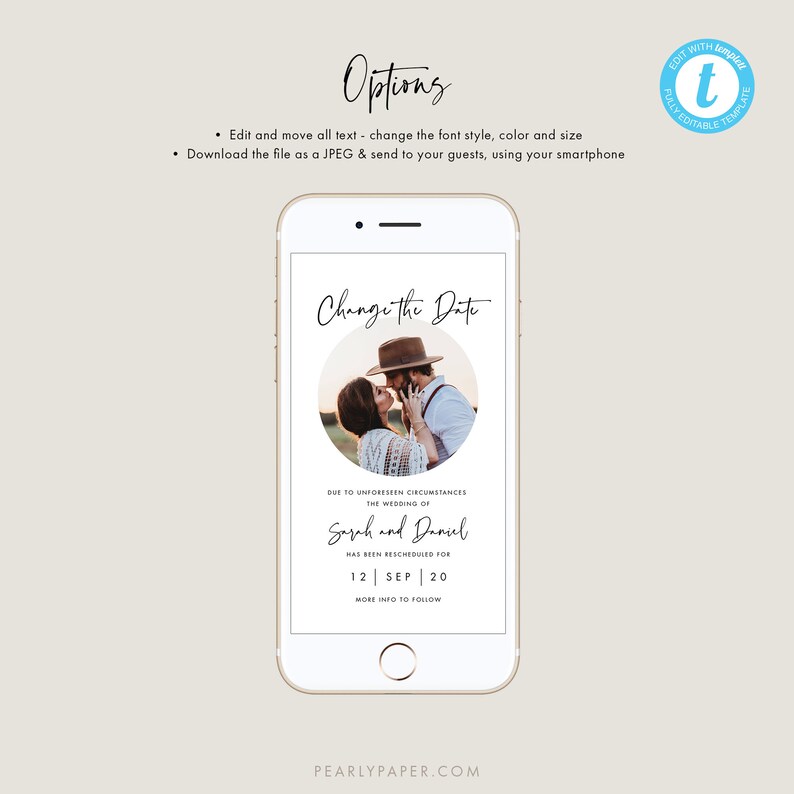 Electronic Change of Date Template Download Rescheduled - Etsy