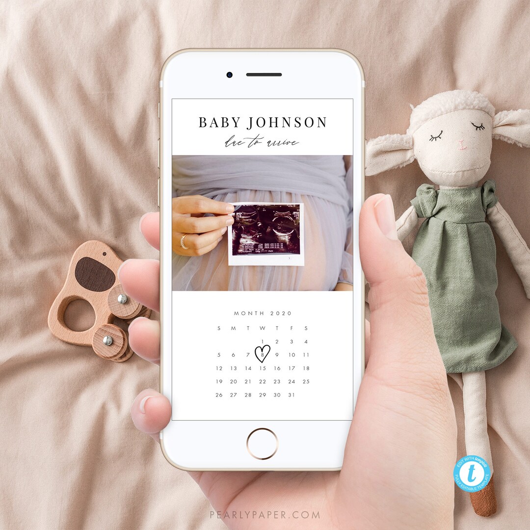Electronic Pregnancy Announcement Calendar Evite Template Download Text ...