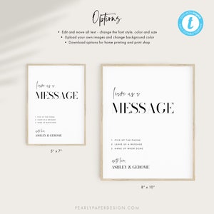 Phone Message Guest Book Sign, Audio Guestbook Sign Template, Modern ...